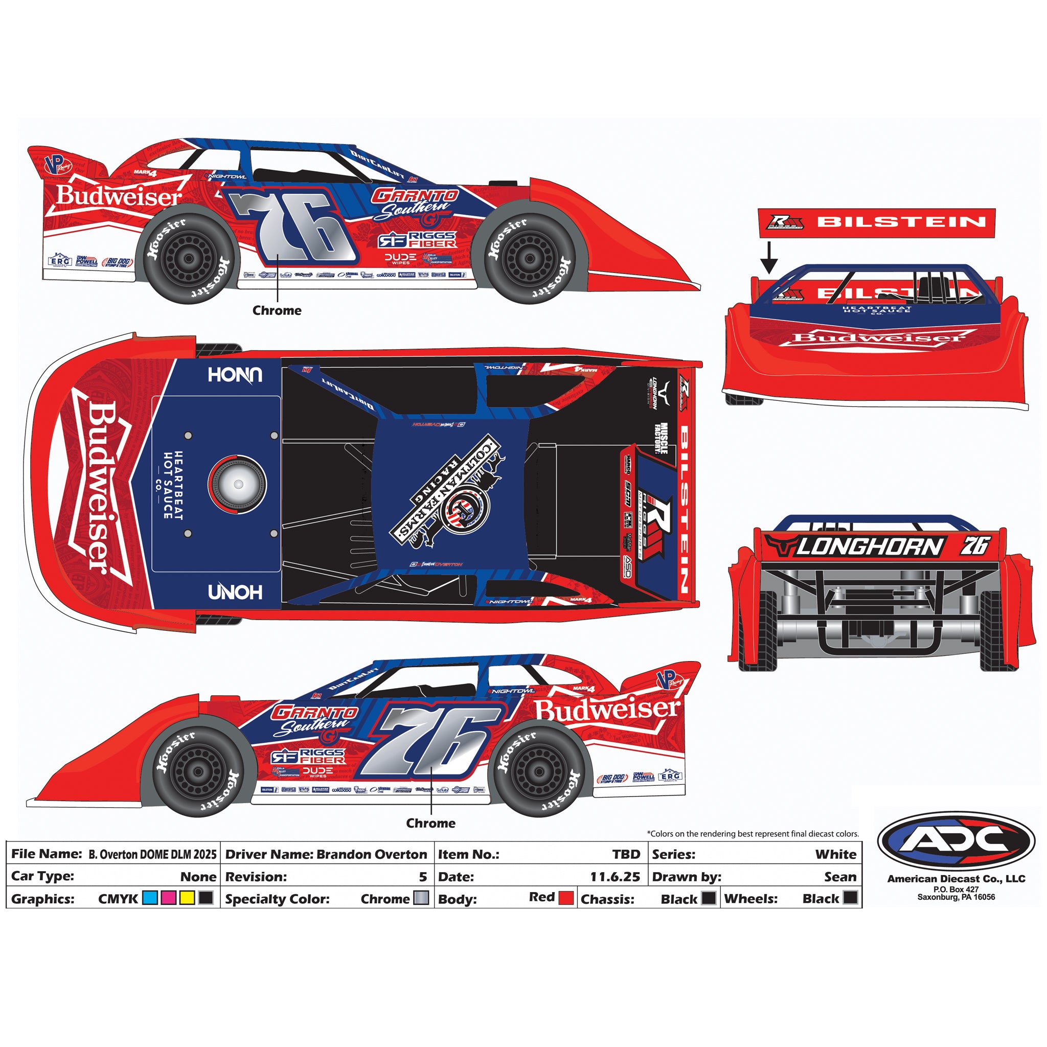**PRE-ORDER** Overton #76 Budweiser 1:24 Diecast – Riggs Motorsports ...